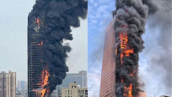 चीन में चाइना टेलीकॉम बिल्डिंग में लगी भीषण आग, दर्जनों माले हुए स्वाहा ...