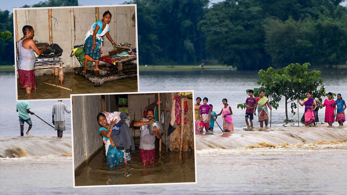 Assam flood: बाढ़ से 22 जिलों पर कहर, 5 लाख लोग प्रभावित, एक की मौत, पुल बहा | Assam flood ...