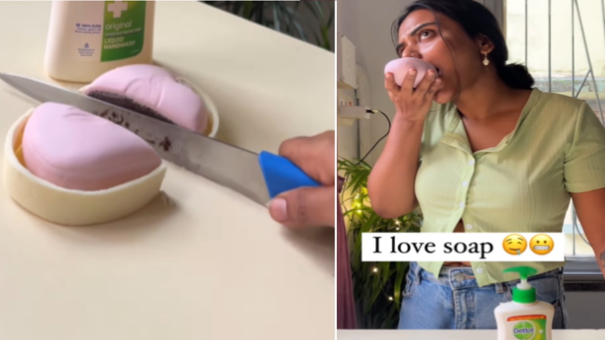 कैमरा के सामने आकर साबुन खाने लगी महिला, VIDEO ने घुमाया 30 लाख लोगों ...