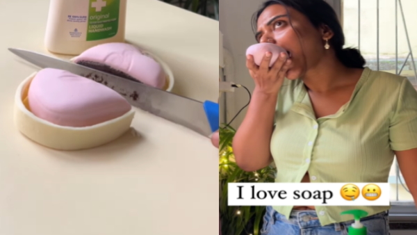 कैमरा के सामने आकर साबुन खाने लगी महिला, VIDEO ने घुमाया 30 लाख लोगों ...