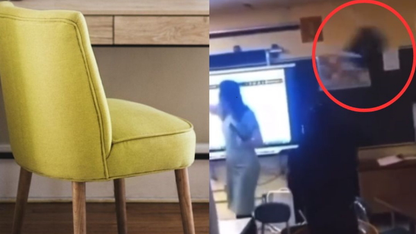 गुस्से में बच्चे ने टीचर पर फेंकी कुर्सी, जोर से जमीन पर जा गिरी ...