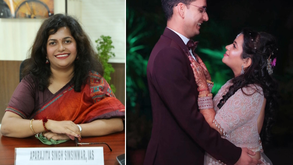 VIDEO: IPS दूल्‍हा Devendra हेलीकाप्टर में बैठाकर लाया IAS दुल्‍हन Aparajita, देखने उमड़ा पूरा ...