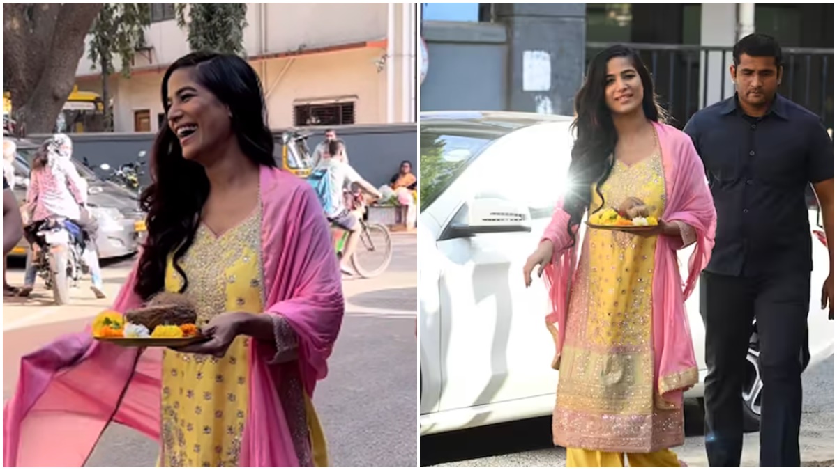 मौत का ड्रामा रचने के बाद मंदिर पहुंची Poonam Pandey, पूजा की थाली लेकर ...
