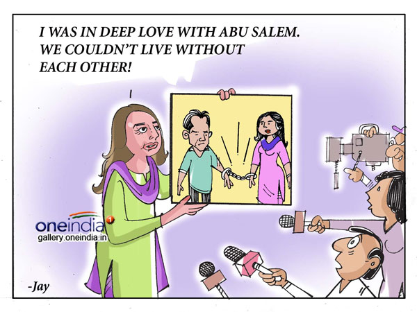 Cartoon: Abu Salem and Monica Bedi - Oneindia News