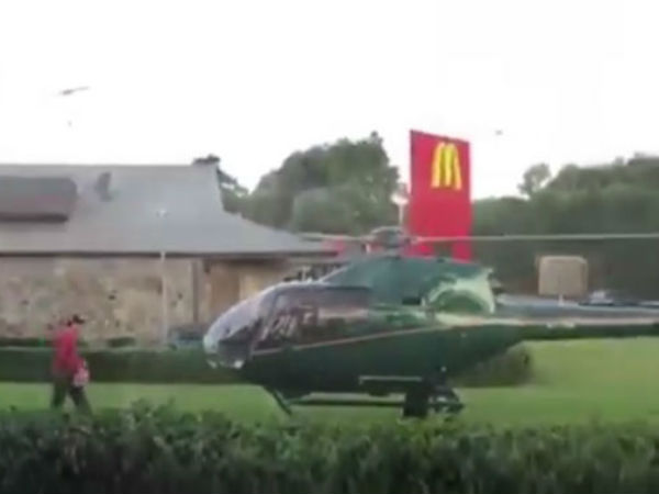 Hungry pilot lands his helicopter at McDonald's to grab some food ...