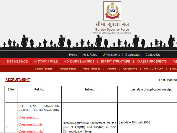 BSF Constable Recruitment 2017 vacancy list - Oneindia News
