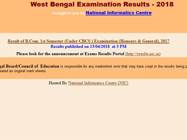 University of Calcutta B.Com 1st Semester result declared, how to check ...