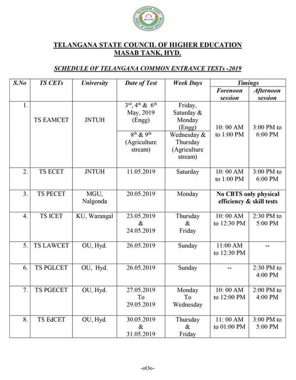 TS EAMCET 2019 date, schedule: View datesheet here - Oneindia News