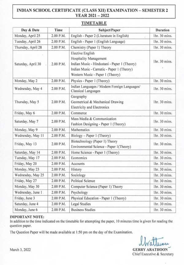 CISCE Semester 2 time tables released: Download here - Oneindia News