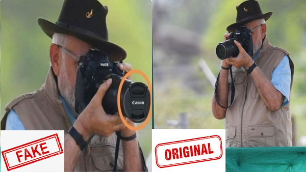 Fact Check: Morphed image of PM Modi posing with lens cap of camera ...