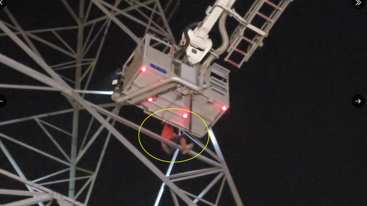 High-voltage drama after man climbs electric tower demanding YouTuber's ...