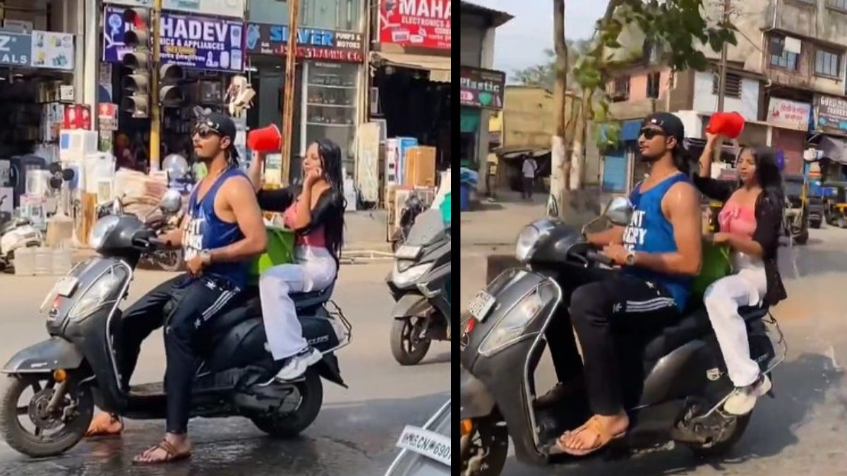 Video Of Couple 'Bathing' While Riding Scooty in Maharashtra Goes Viral - Oneindia News