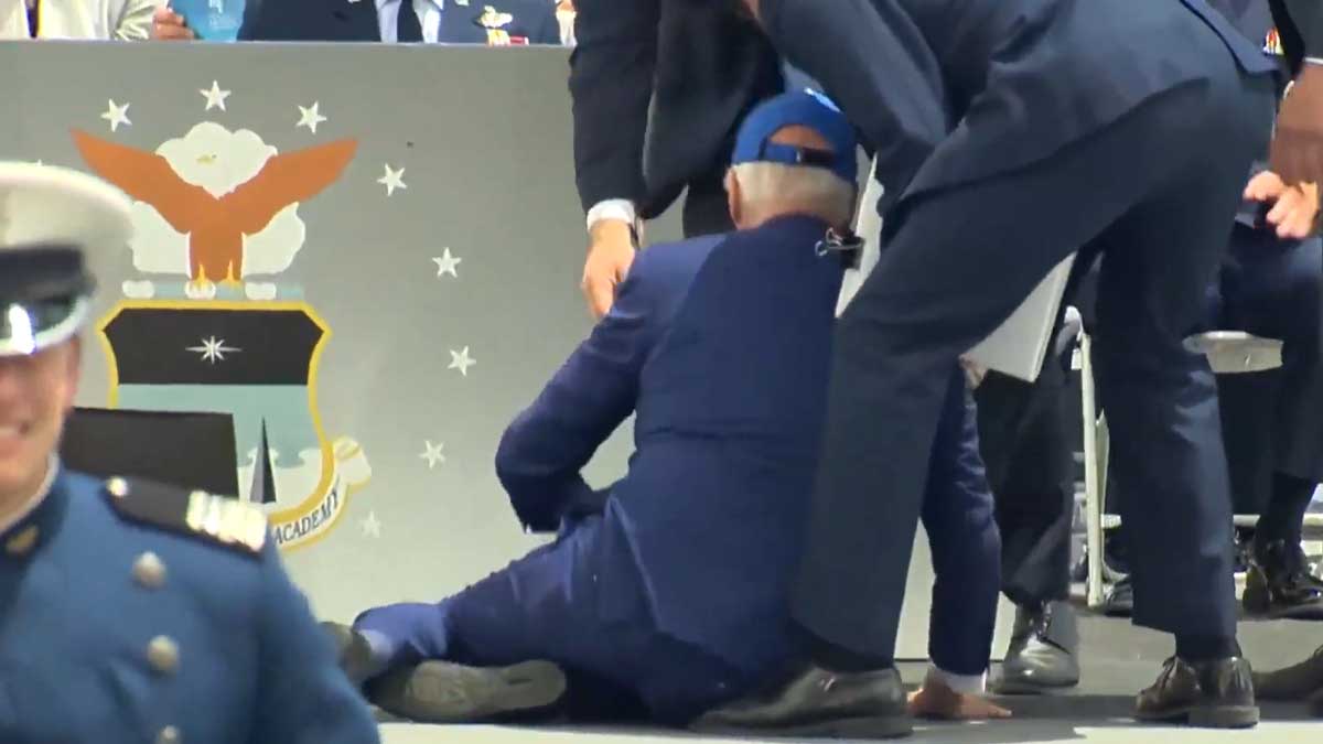 Viral Video: Joe Biden Tumbles On Stage At Air Force Academy Graduation Ceremony - Oneindia News