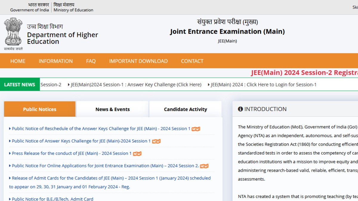 JEE Main Result 2024 Session 1:NTA Releases Final Answer Key @jeemain ...