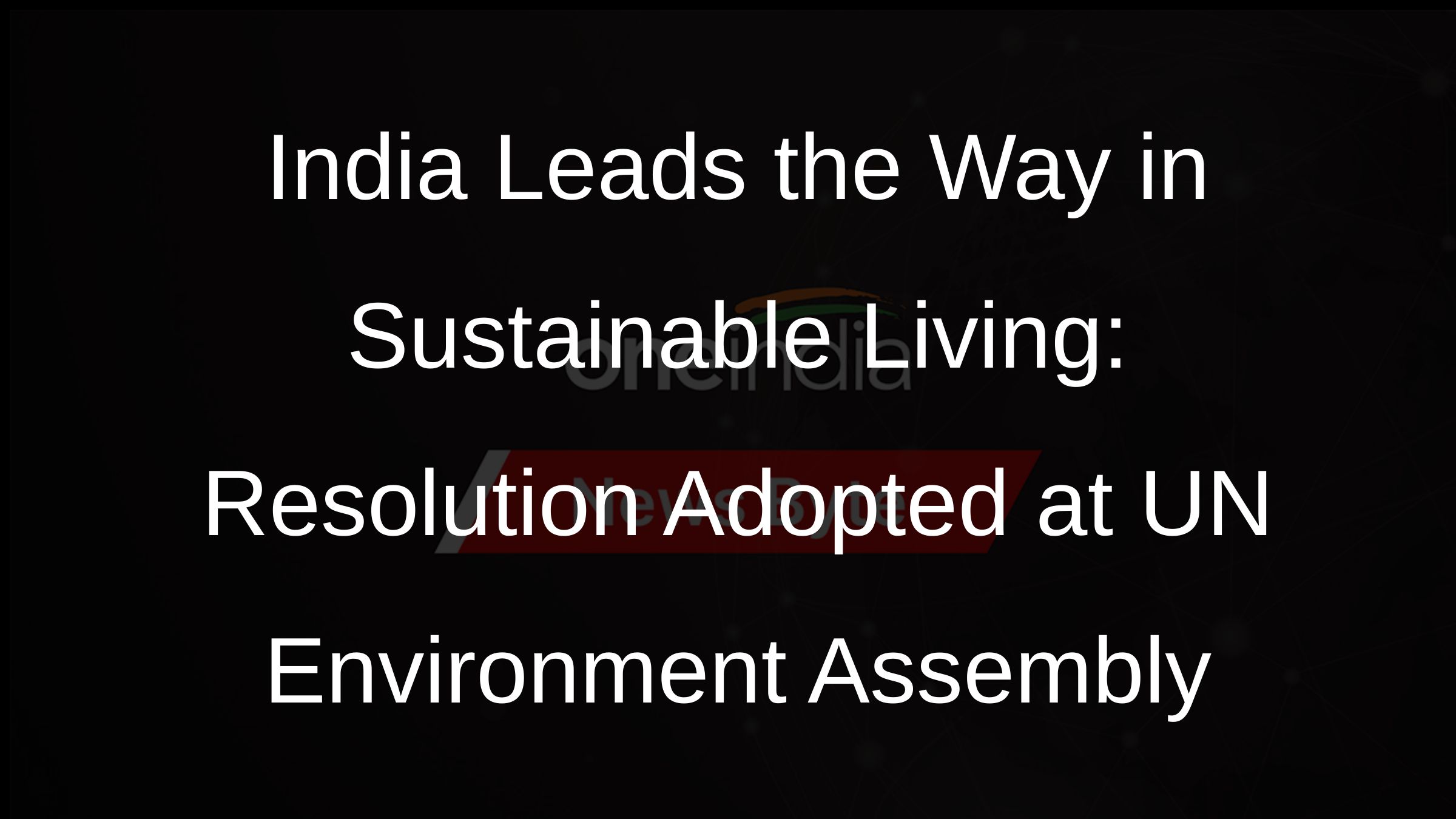 Indias Resolution on Sustainable Lifestyles Adopted at UN Environment ...