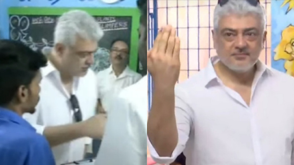 Crowd Goes Crazy As Ajith Turns Up At Polling Booth To Vote - Oneindia News
