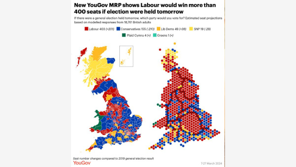 Check YouGov MRP Poll Opinion: Is Sunak's Party Set For A Heavy Defeat ...