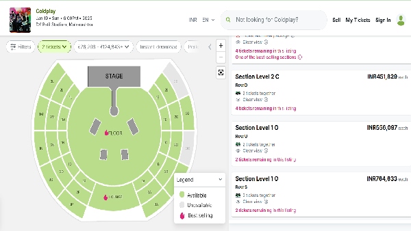 Coldplay Ticket Prices Hit ₹7 Lakh: Fans Question BookMyShow - Oneindia ...