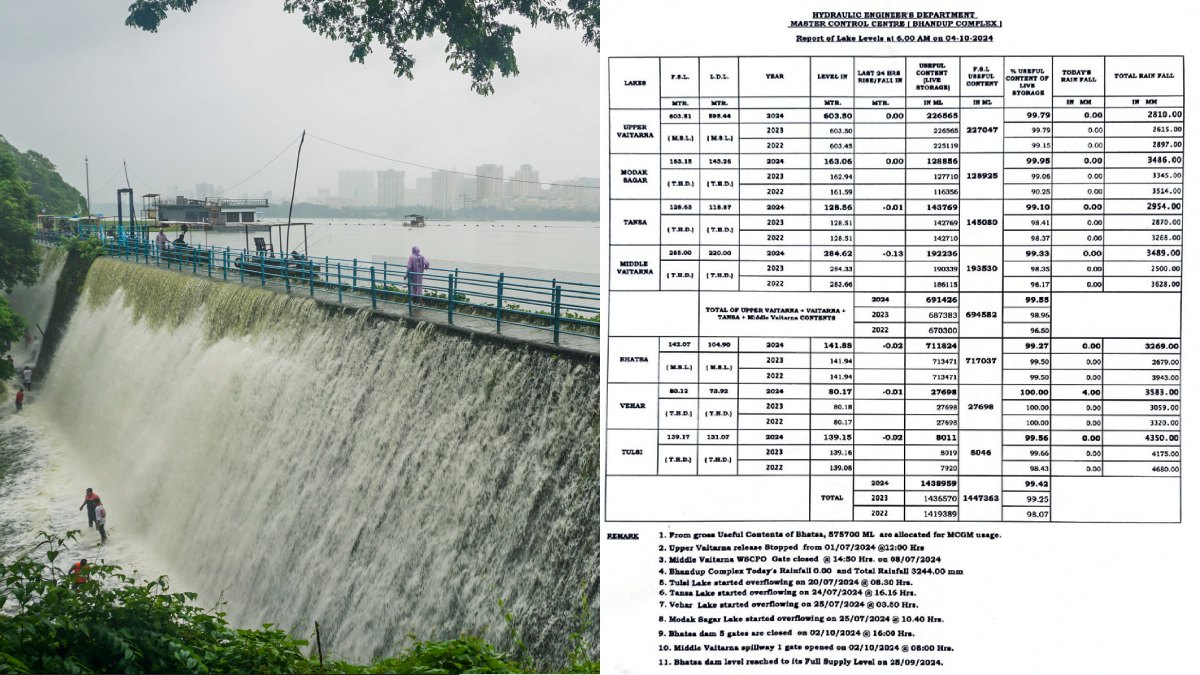 Mumbai Lakes Water Level Rises to 99.42 Per Cent: BMC Assures Ample Supply To The City ...