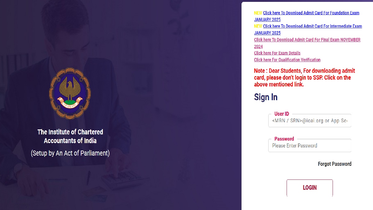 CA January 2025 Exam: ICAI Releases Admit Cards For Foundation ...