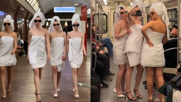 Bizarre Metro Incident: Young Ladies Boarding Metro Wearing Bath Towel ...