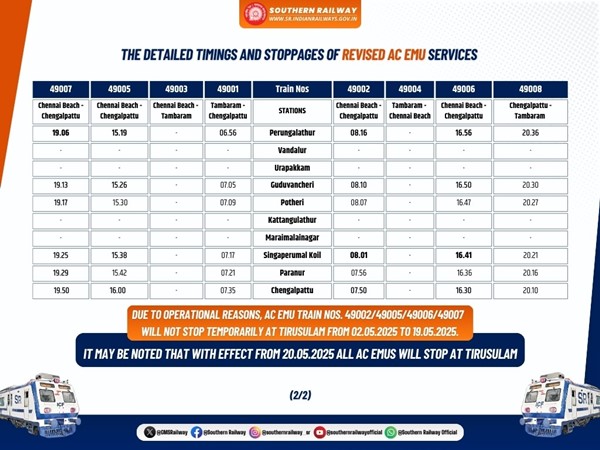 Chennai Beach-Chengalpattu AC EMU Local Train Update: Check Revised Timings & Stoppages ...
