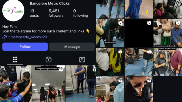 Bangalore Metro Clicks Instagram Account Faces FIR For Secretly Filming Women, Posting ...