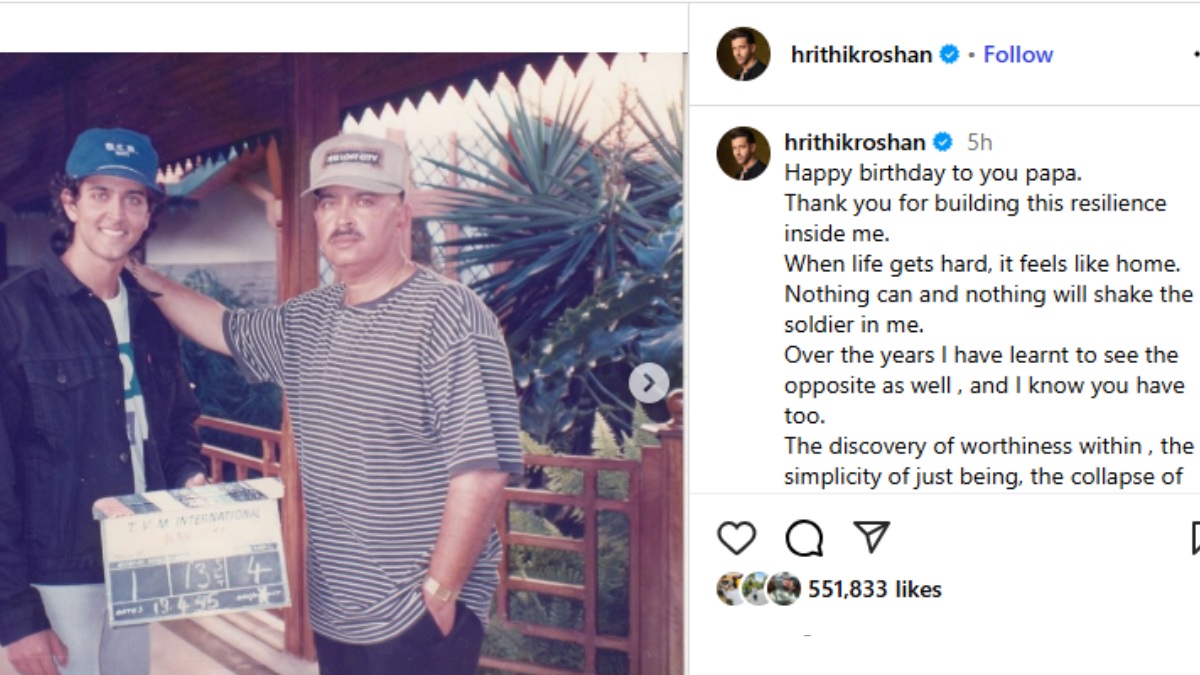 Hrithik Roshan’s Heartfelt Tribute To Rakesh Roshan On His 76th ...