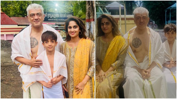 Ajith With Wife Shalini & Son Aadvik Visit Ootukulangara Bhagavathy Temple - PICS - Oneindia News