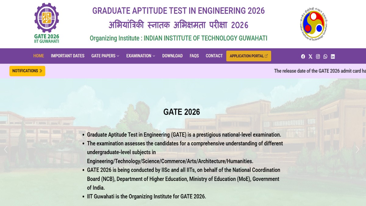 GATE 2026 Admit Card Soon Live on gate2026.iitg.ac.in: Check How to ...