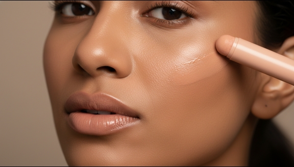 Monochrome makeup with a single multi-stick for eyes, lips and cheeks ...