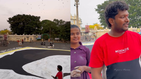 ಮೈಸೂರು ಅರಮನೆ ಮುಂದೆ ರಂಗೋಲಿಯಲ್ಲಿ ಅರಳಿದ ಅಪ್ಪು, ಪ್ರತಿಕ್ರಿಯೆಗಳು ಹೇಗಿವೆ ...