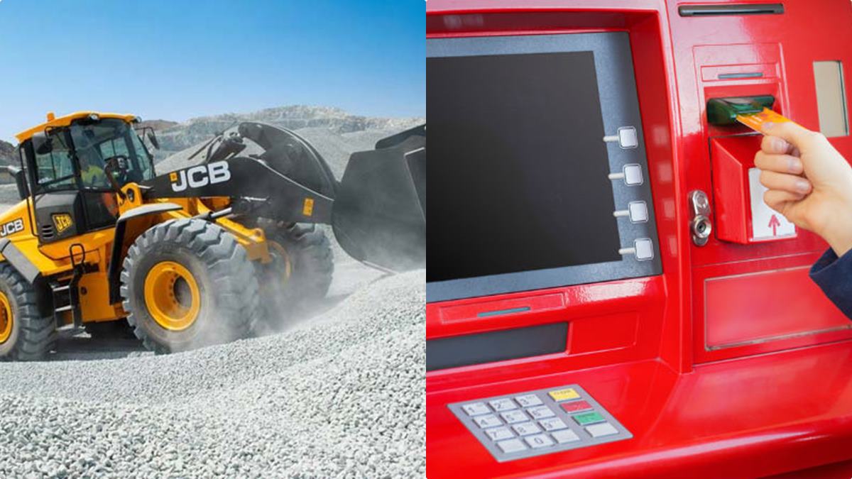 Viral Video: Robbers arrives with jcb and try to steal money from atm ...