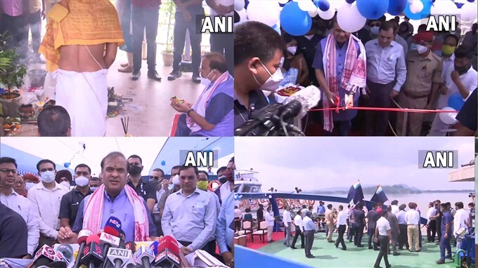 Assam CM Himanta Biswa Sarma flag-offs 5 vessels of IWT at Lachit Ghat ...