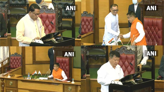 Newly-elected MLAs in Manipur swearing-in as members of legislative ...