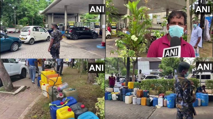 Long queue at a fuel filling station in Colombo - Oneindia