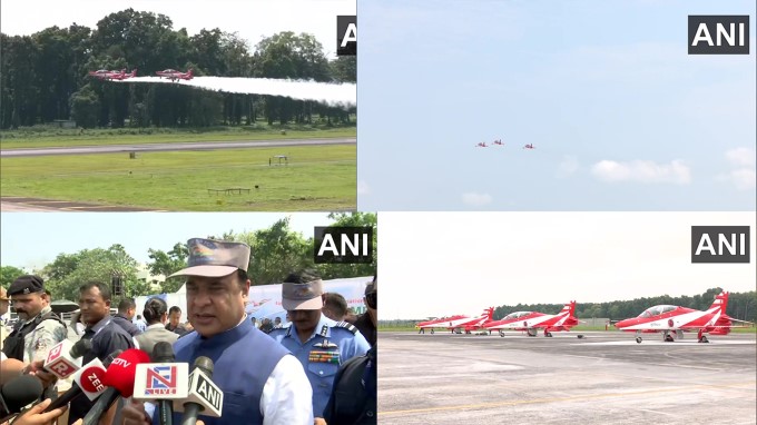 Air show conducted by IAF’s Surya Kiran Aerobatic Display Team - Oneindia