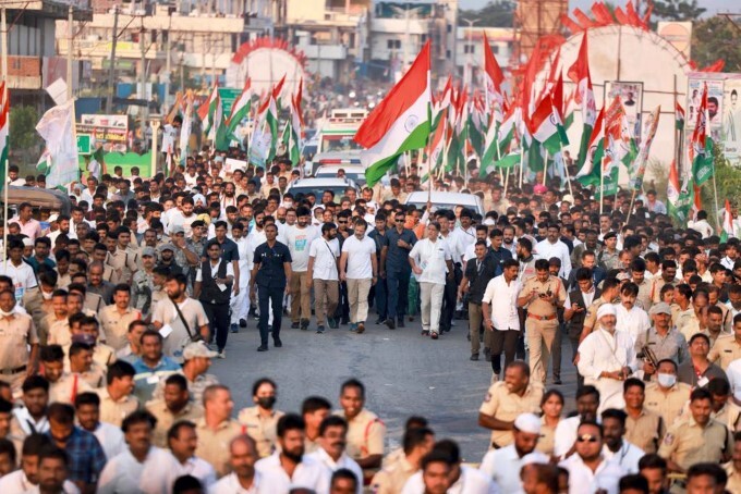 Congress Leaders During Bharat Jodo Yatra, in Narayanpet district ...