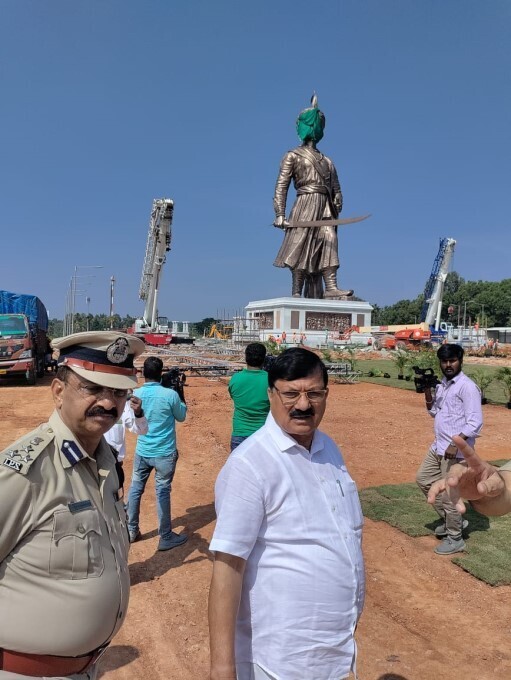 KA HM Araga Jnanendra Inspect Preparations Of Kempegowda Statue ...