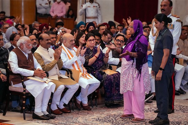 Padma Shri during the Padma Awards 2023 ceremony at Rashtrapati Bhawan ...