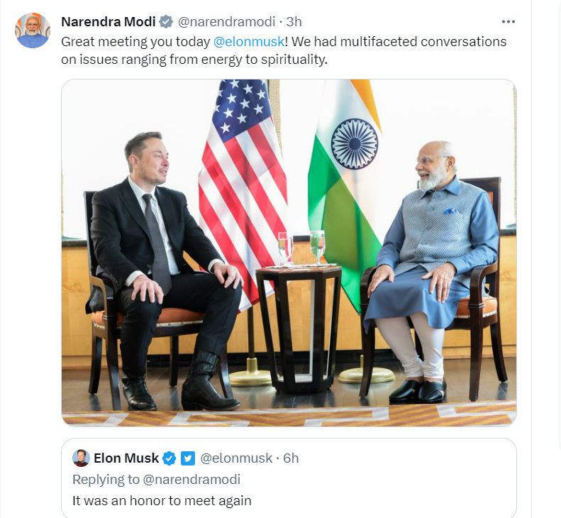 Prime Minister Modi Meets Elon Musk as Three-Day US Visit Commences ...