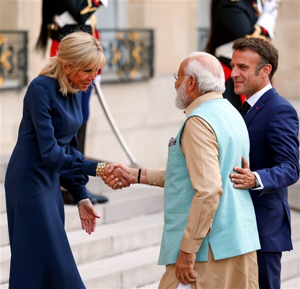 Prime Minister Narendra Modi being welcomed by the President of the ...