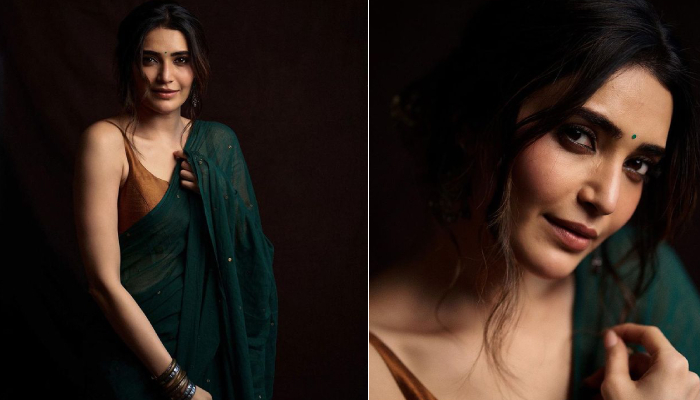 ग्रीन कलर की खूबसूरत साड़ी पहन करिश्मा तन्ना ने ढाया कहर, Cute सी ...