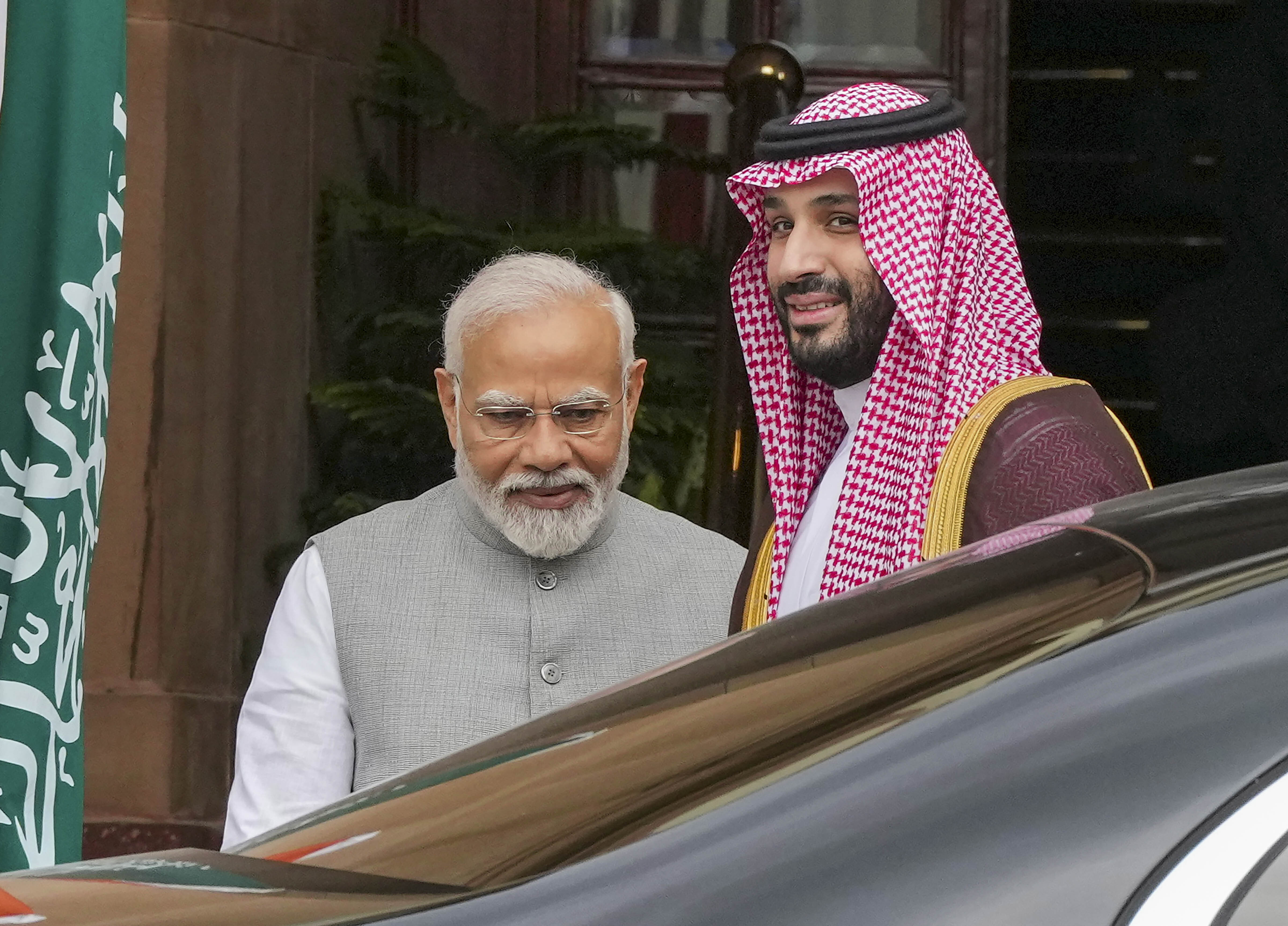 PM Narendra Modi welcomes Saudi Arabia's Crown Prince and PM Mohammed bin Salman bin Abdulaziz ...