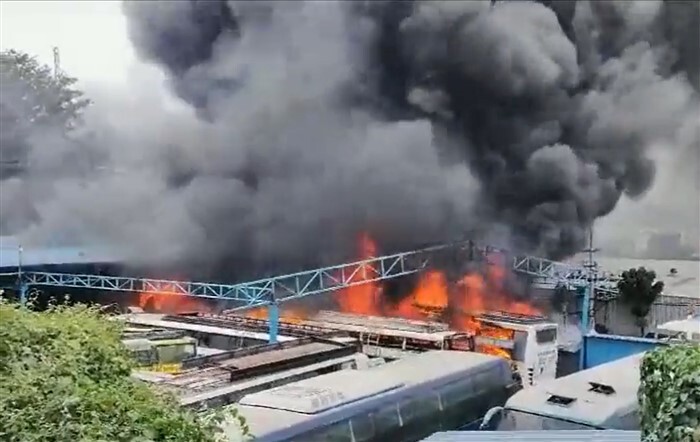 In Pics: Over 40 Buses Lost in Devastating Bengaluru Fire - Oneindia
