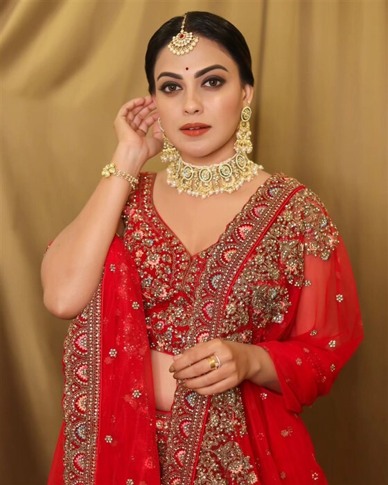 Anusree: 'റെഡ് ലവ്'! ചുവപ്പ് ലഹങ്കയില്‍ അതിസുന്ദരിയായി അനുശ്രീ, കാണാം ...