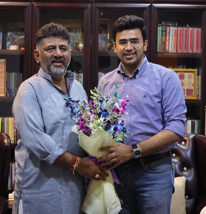 ತೇಜಸ್ವಿ ಸೂರ್ಯ-ಡಿಕೆ ಶಿವಕುಮಾರ್ ಭೇಟಿ: ಬೆಂಗಳೂರಿನ ಸಮಸ್ಯೆಗಳ ಪರಿಹಾರಕ್ಕೆ ಸಂಸದರ ಮನವಿ | MP Tejasvi Surya ...