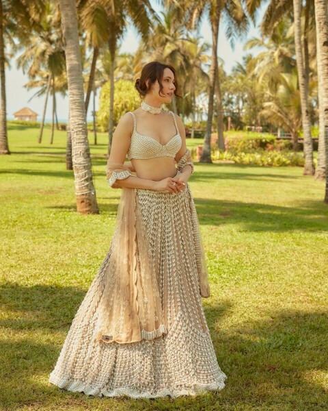 Pragya Jaiswal Stuns In Pearl Lehenga At BFF Rakul Preet Singh's Goa Wedding - Oneindia