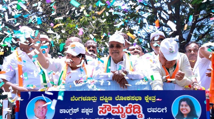 Photos: ಸೌಮ್ಯಾರೆಡ್ಡಿ ಪರ ಸಿಎಂ ಪ್ರಚಾರ: ತೆರೆದ ವಾಹನದಲ್ಲಿ ರೋಡ್ ಶೋ ...