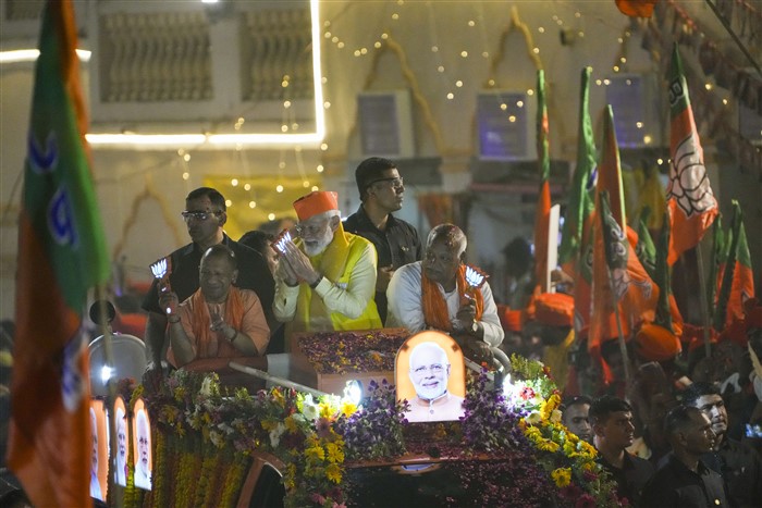 PM Modi Roadshow In Ayodhya Photos | PM Modi Ram Temple Visit Pics | PM Modi Roadshow With Yogi ...